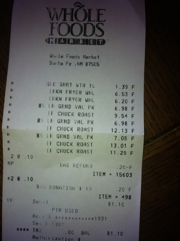 WholeFoods Receipt